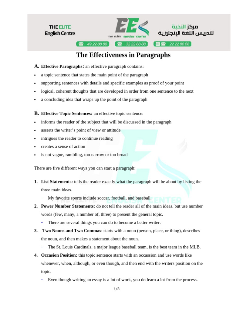 Effective Paragraph | PDF | Paragraph