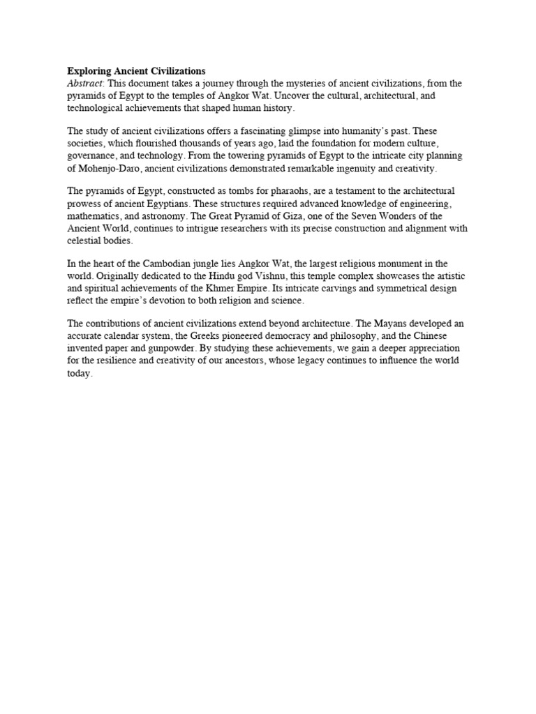 Achievements of Ancient Civilizations | PDF