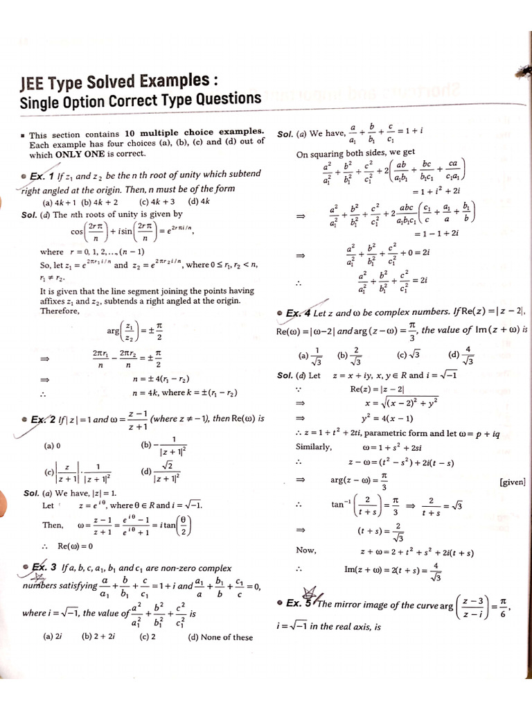 Complex Numbers JEE Excercise | PDF