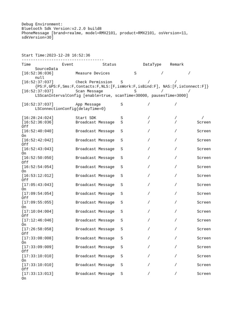 Bluetooth SDK Debug Log Analysis | PDF