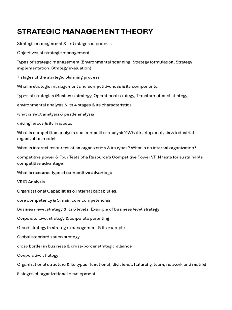 Strategic Management Theory Madhur | PDF | Strategic Management | Swot ...