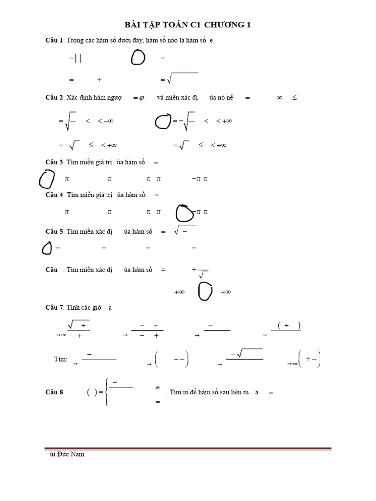 Bai Tap C1 - Chương 1 | PDF