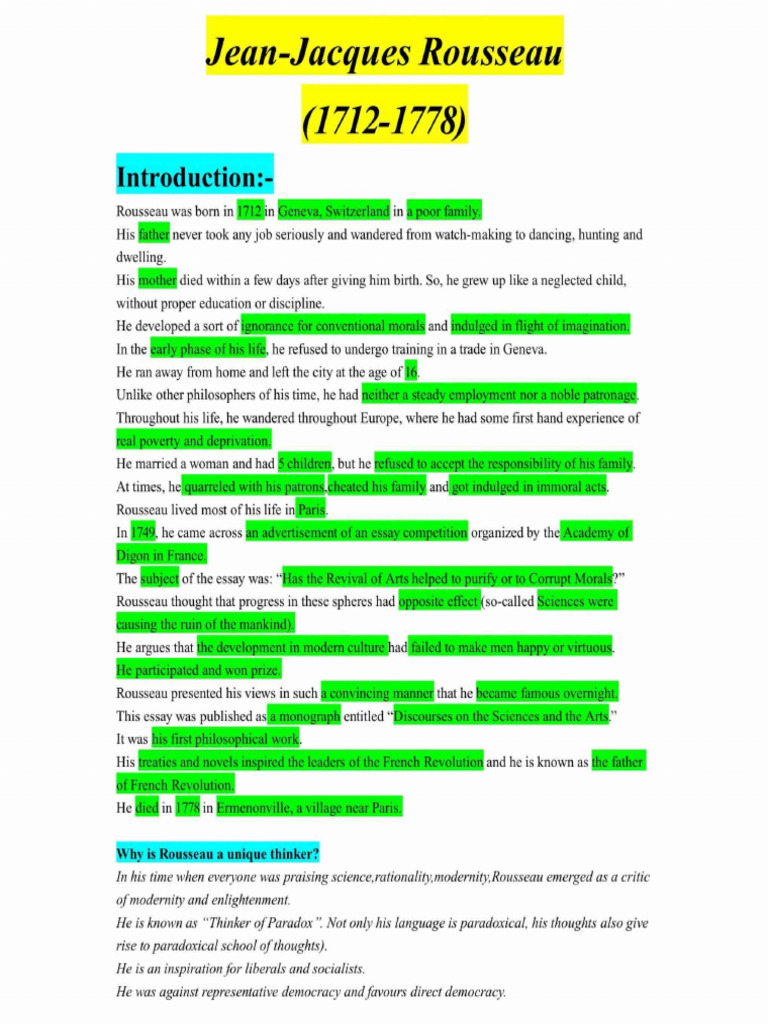 Rousseau | PDF | Jean Jacques Rousseau | Social Contract