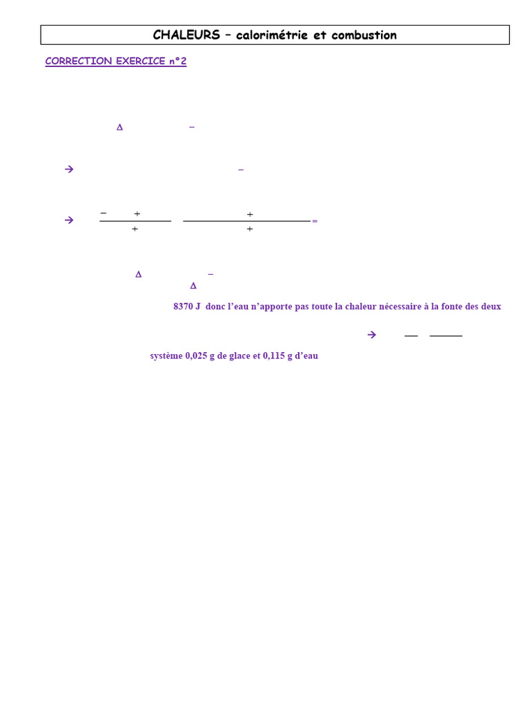 Chaleurs Correction Ex N 2 Feuille 2 | PDF