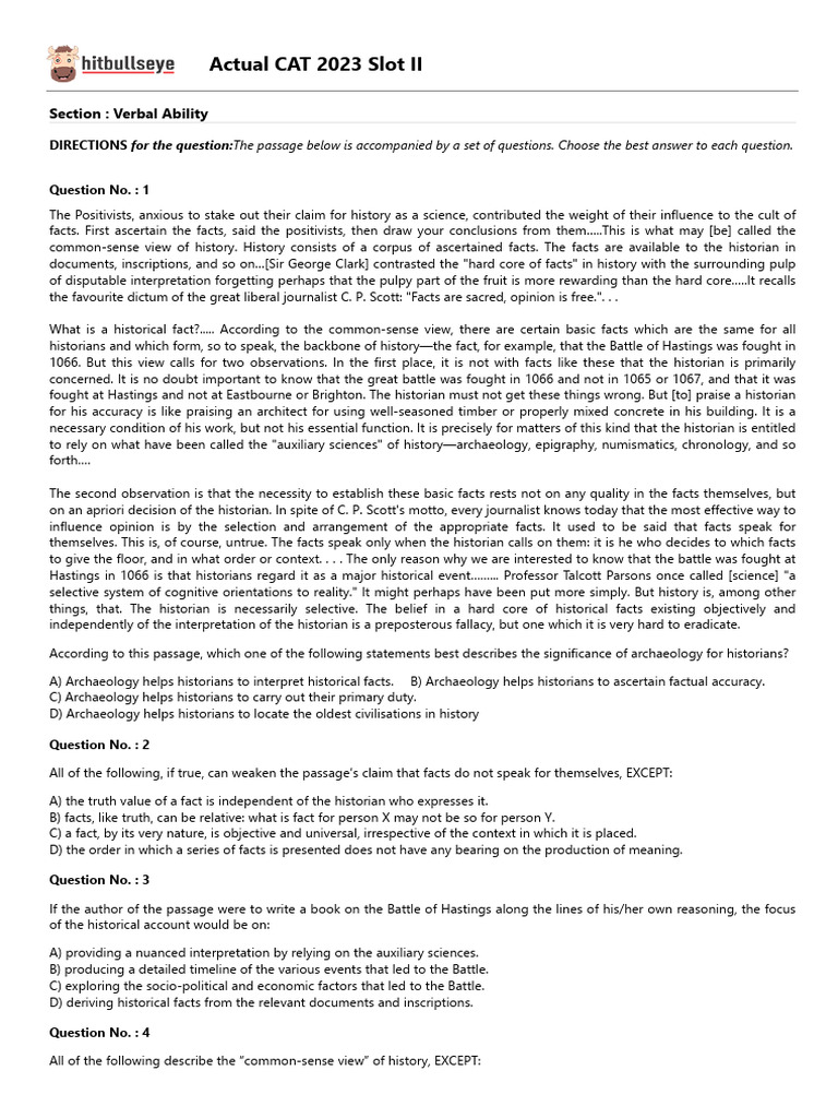 cat 2023 shift 2 | PDF | Area | Reason