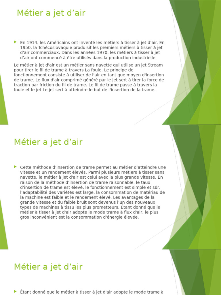 Métier a Jet d’Air Jet Seance 4 | PDF | Métier à tisser | Tissage