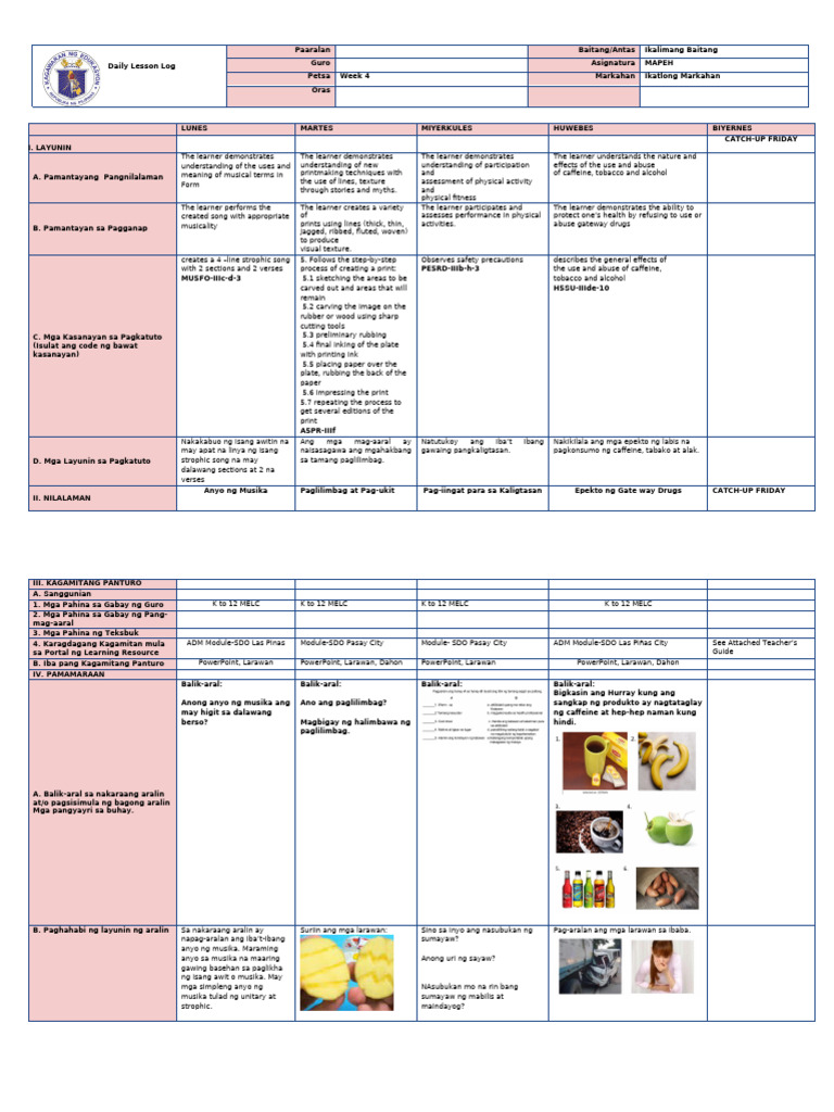 DLL Mapeh 5-W4-Q3 | PDF