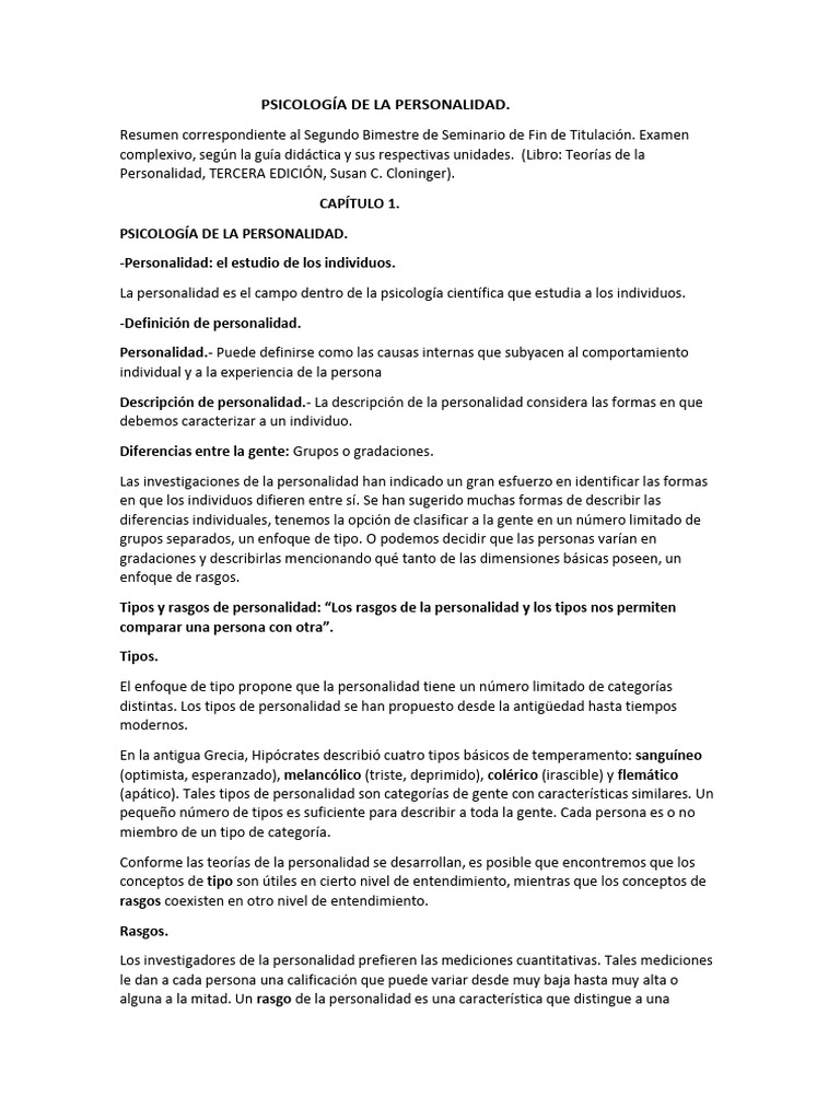 Psicolog - A de La Personalidad | PDF | Mente inconsciente | Psicoanálisis