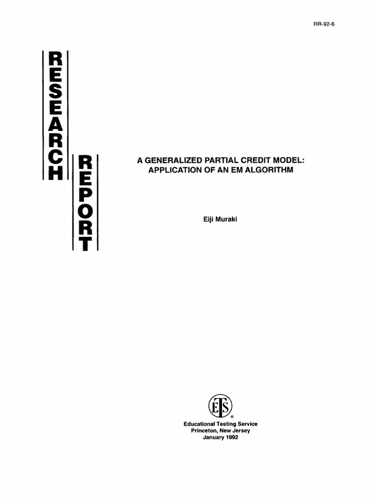 Muraki - A Generalized Partial Credit Model Application of An em Algorithm | PDF | Quantitative ...