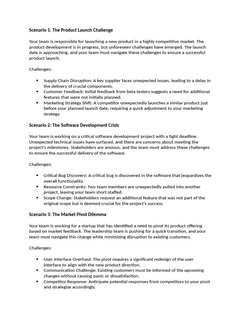 Agile Problem Solving Scenarios | PDF | Software Testing | Business