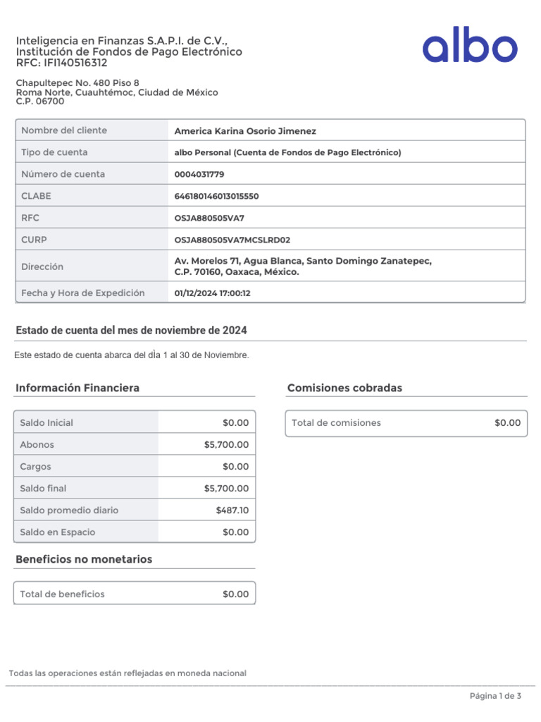 Estado de Cuenta Albo | PDF | Bancos | Dinero