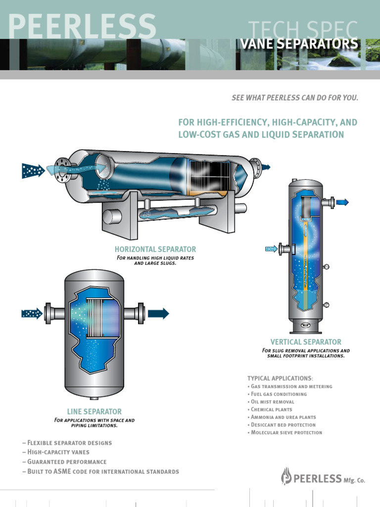 Horizonal Double Barrel Vane Separator Peerless Brochure | PDF | Chemical Engineering | Gases