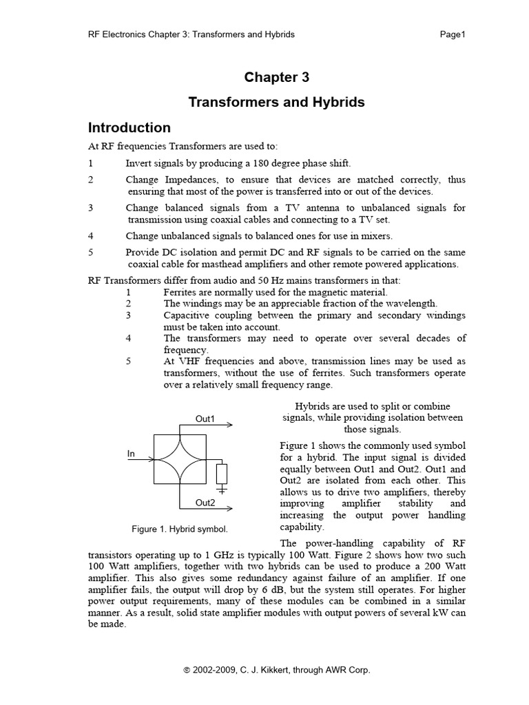 RF Transformers and Hybrids Explained | PDF | Transformer | Amplifier