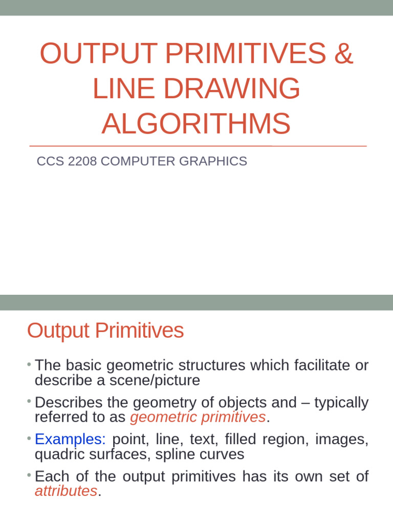 Lecture 5 Output Primitives | PDF | Computer Science | Algorithms
