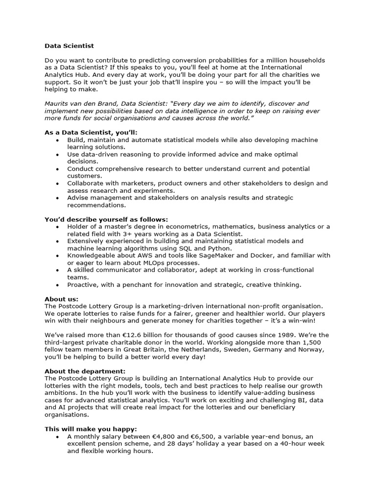 English_Data Scientist | PDF | Data Science | Analytics