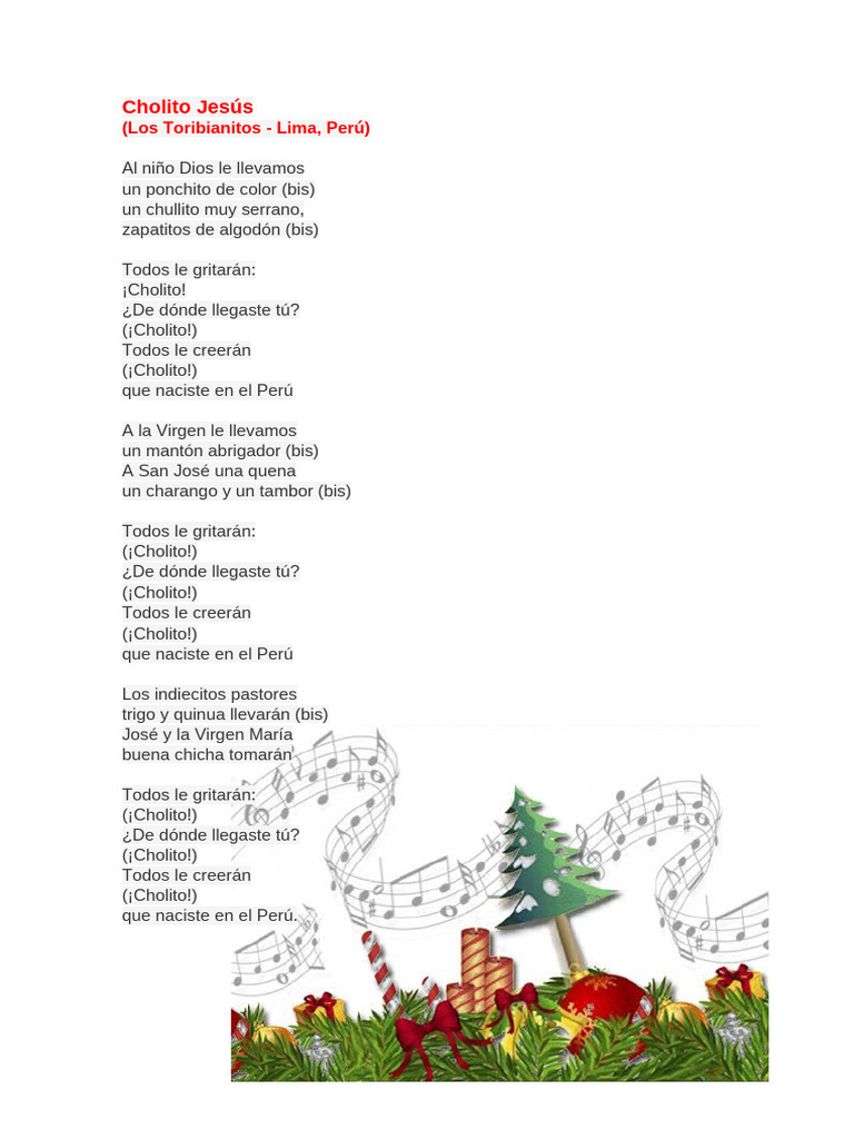 "Cholito Jesús: Canción Navideña Peruana" | PDF