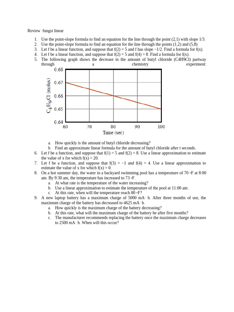 Linear Function Problems and Solutions | PDF