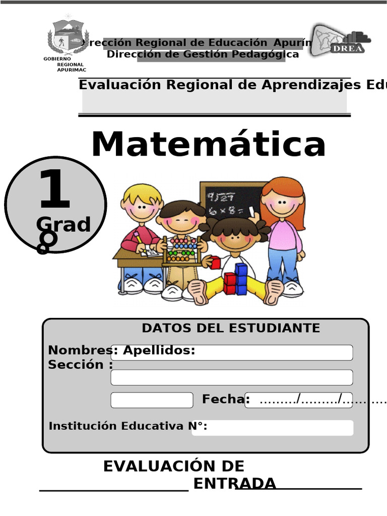 Evaluación Matemática 1° Grado 2024 | PDF
