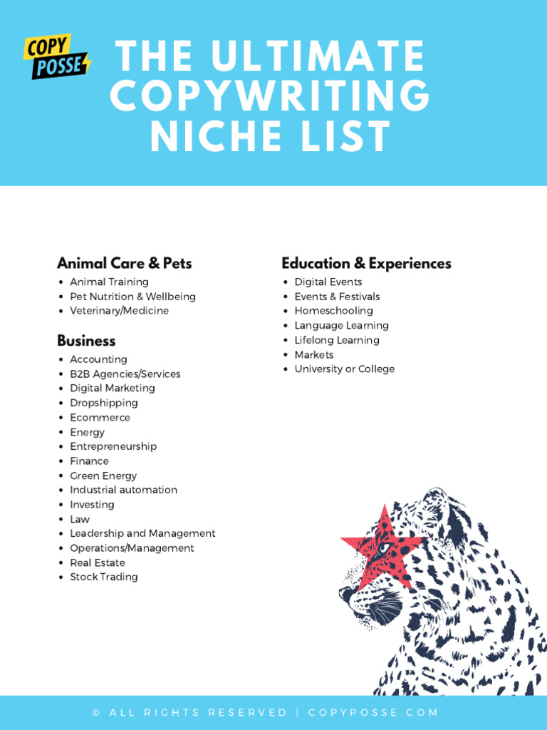 05-The Ultimate Copywriting Niche List | PDF