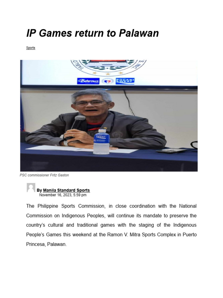 IP Games Return To Palawan | PDF | Ethnic Groups | Philippines