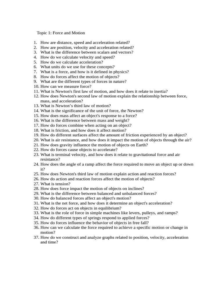 Grade_8_Physics_Checklist | PDF | Force | Mass