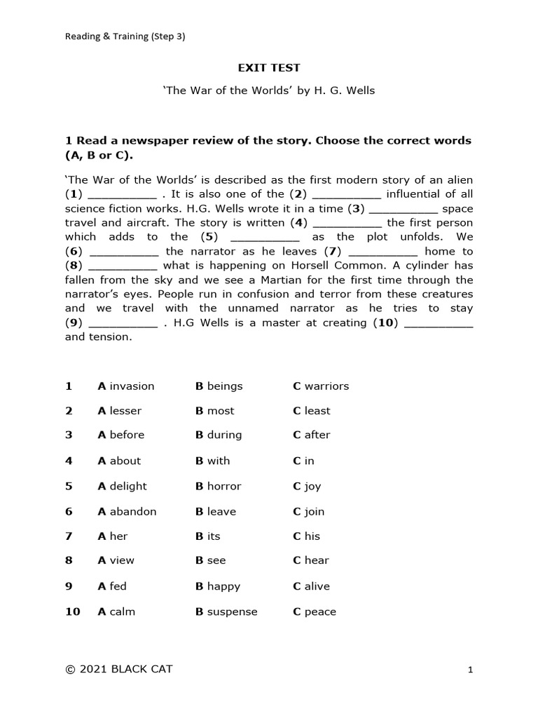 The War of The Worlds Exit Test For Everyone | PDF | The War Of The Worlds
