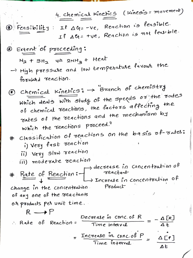 Chemical Kinetics Notes | PDF | Chemical Kinetics | Chemical Reactions