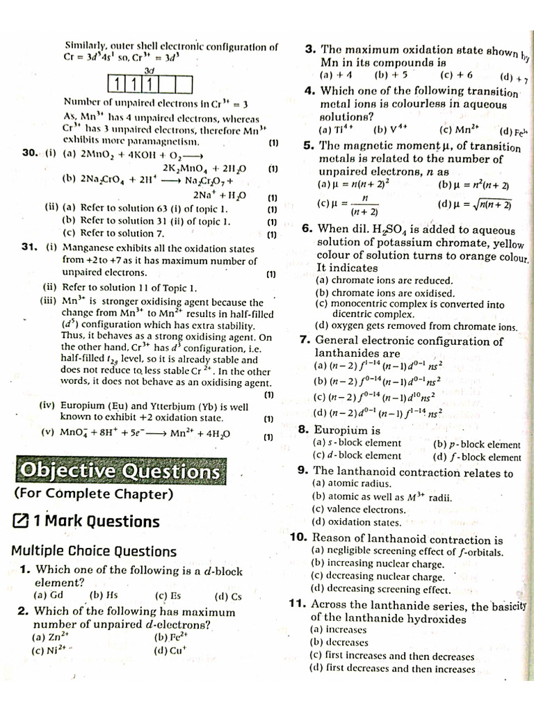 D and F Block Elements | PDF