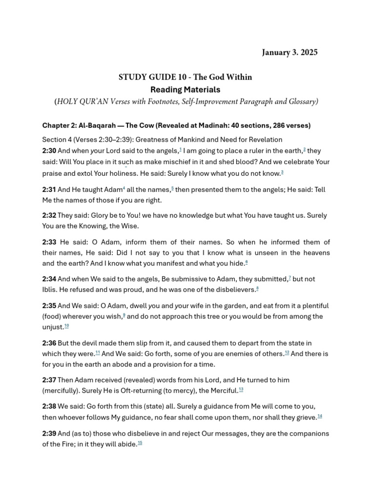 SG10 Reading Materials 01 03 2025 | PDF | God In Islam | Adam