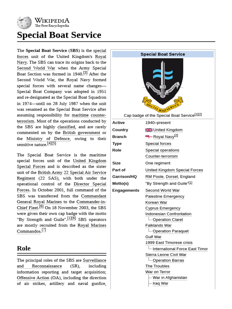 Special Boat Service | PDF | Military | Military Units And Formations