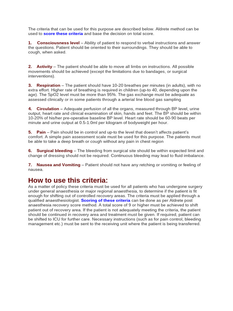 anesthesia recovery | PDF | Anesthesia | Pain