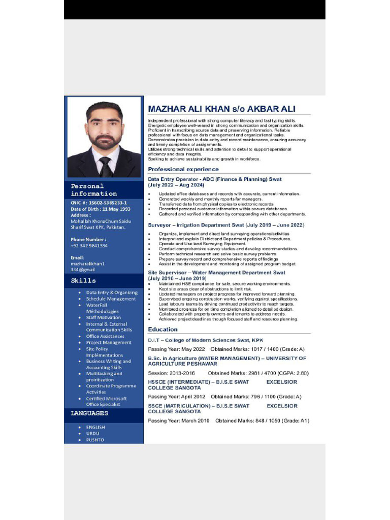Mazhar Ali Khan_CV | PDF