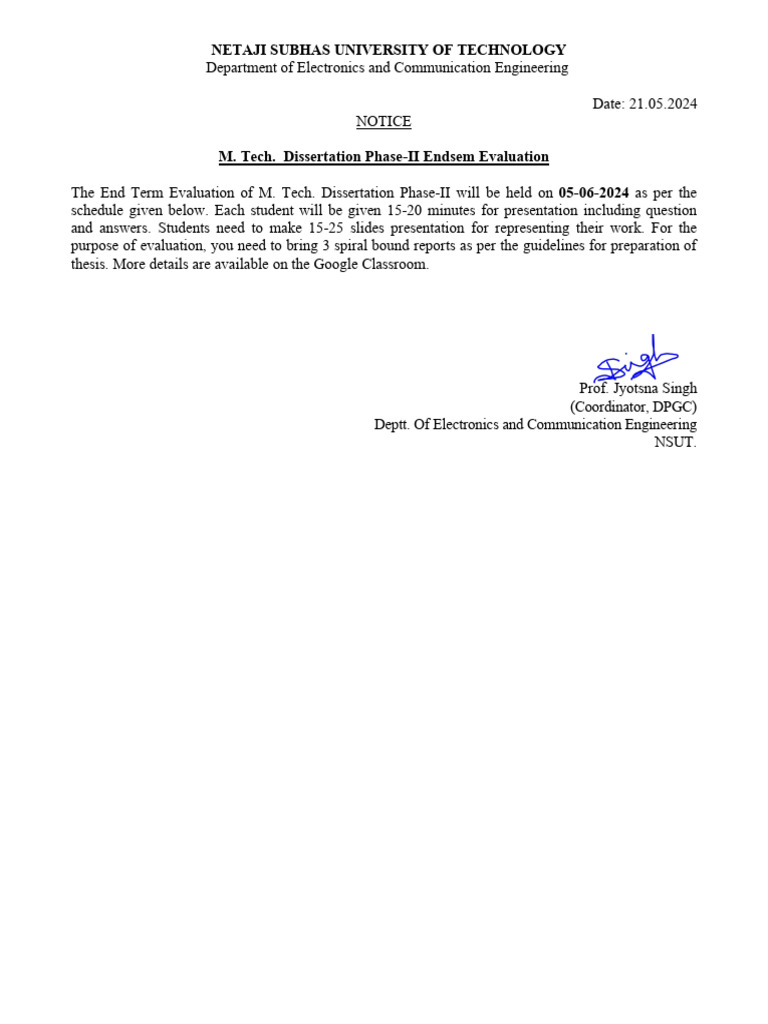 Notice MTech Evaluation May2024 | PDF