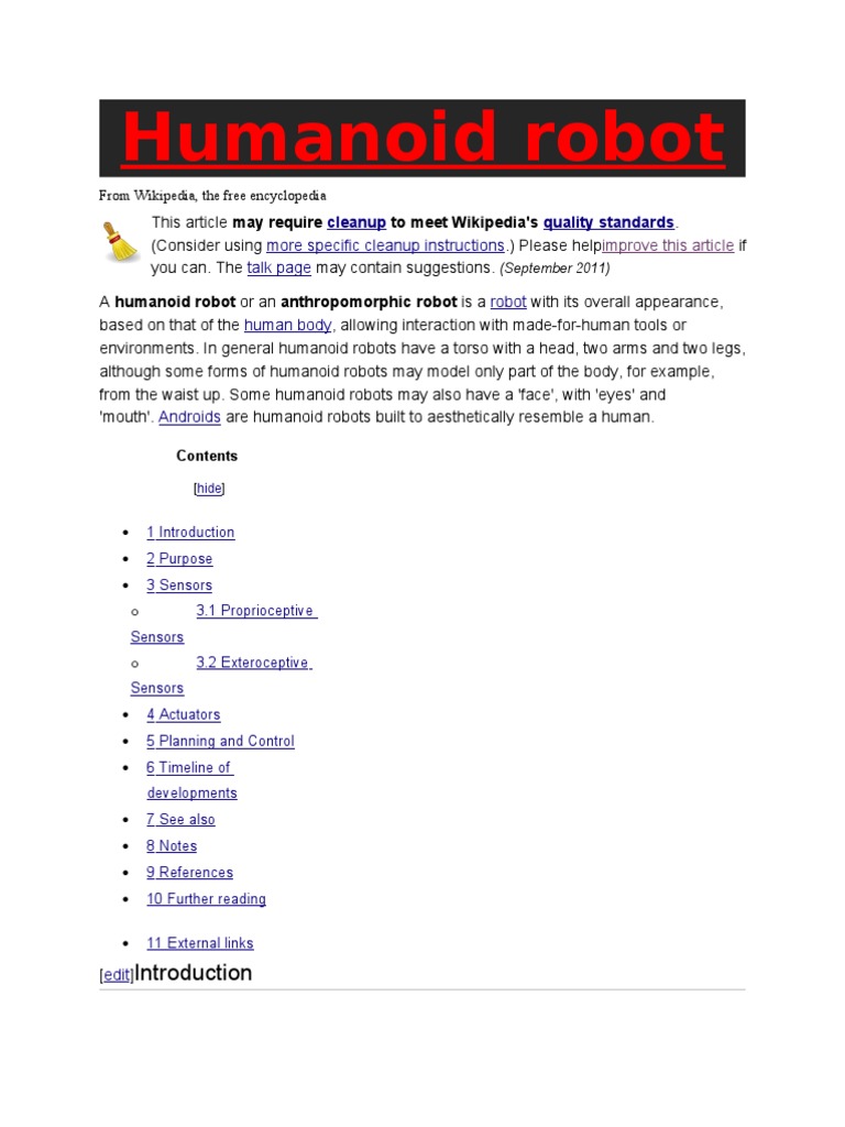 Humanoid Robot | PDF | Artificial Intelligence | Intelligence (AI ...