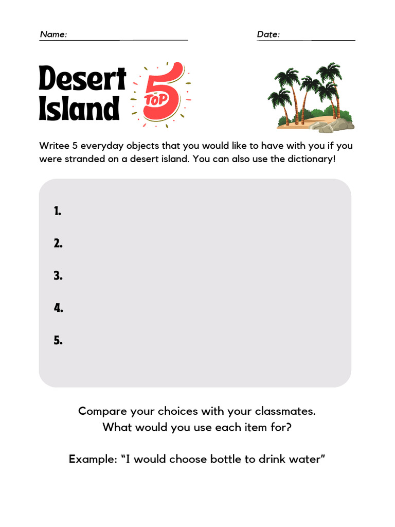 Desert Island Worksheet | PDF