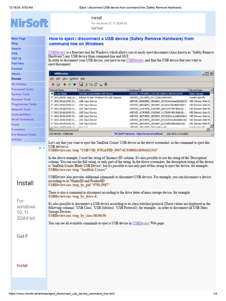 Eject - Disconnect USB Device From Command-Line (Safely Remove Hardware ...