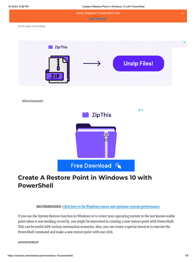 Create A Restore Point in Windows 10 With PowerShell | PDF | Windows 10 | System Software