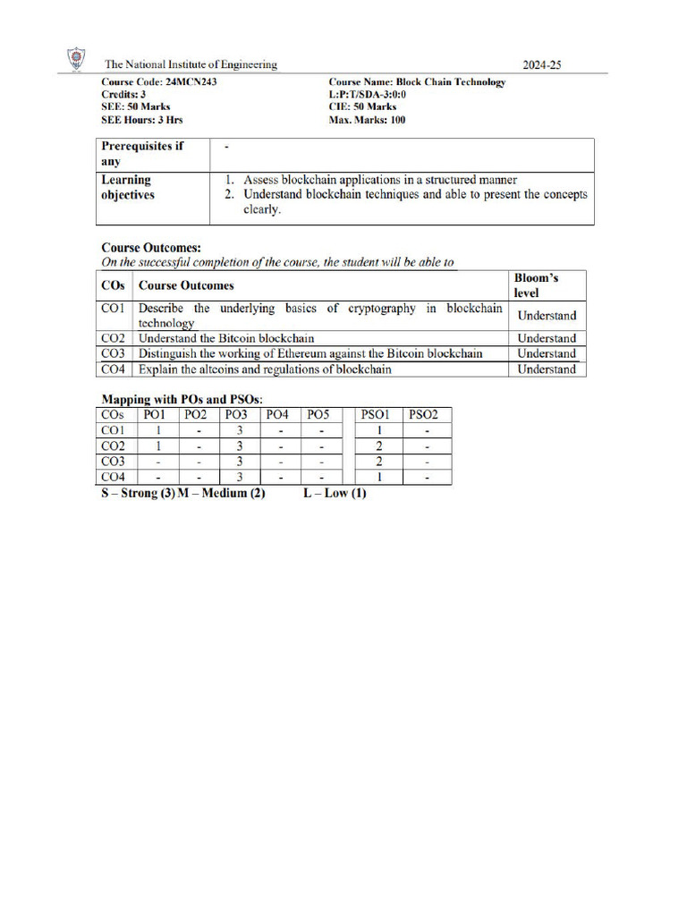 Syllabus 2024 Even BCT | PDF
