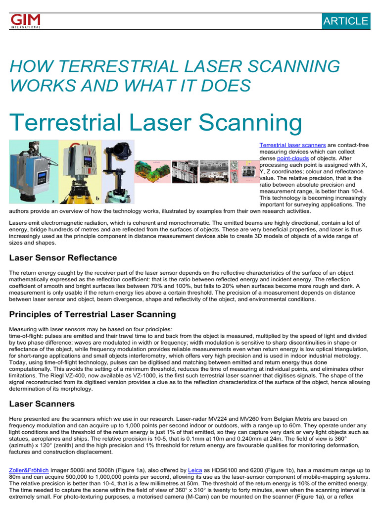 Terrestrial Laser Scanning 2 | PDF | Image Scanner | Laser