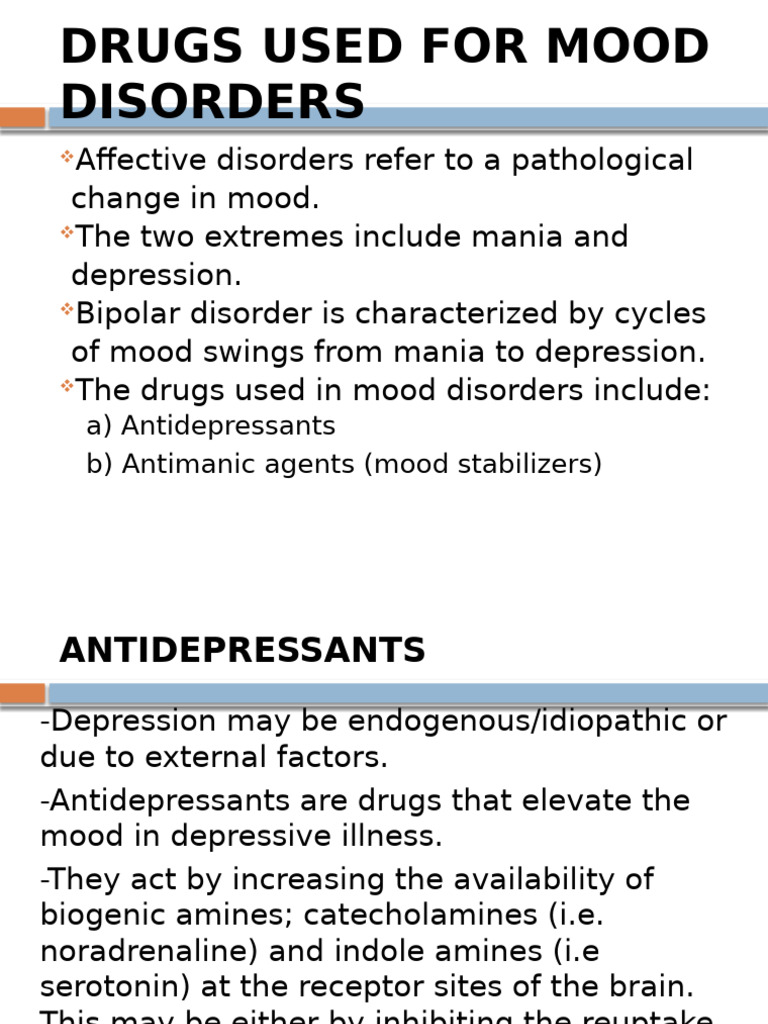 Mood Disorder Medications Overview | PDF | Selective Serotonin Reuptake ...