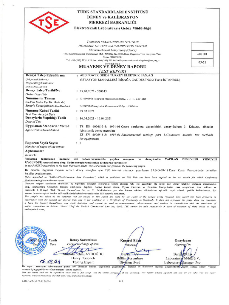 TSE - IMR - Seismic Test - en | PDF