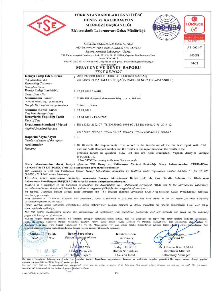 TSE - IMR - IK07 Test - Eng | PDF