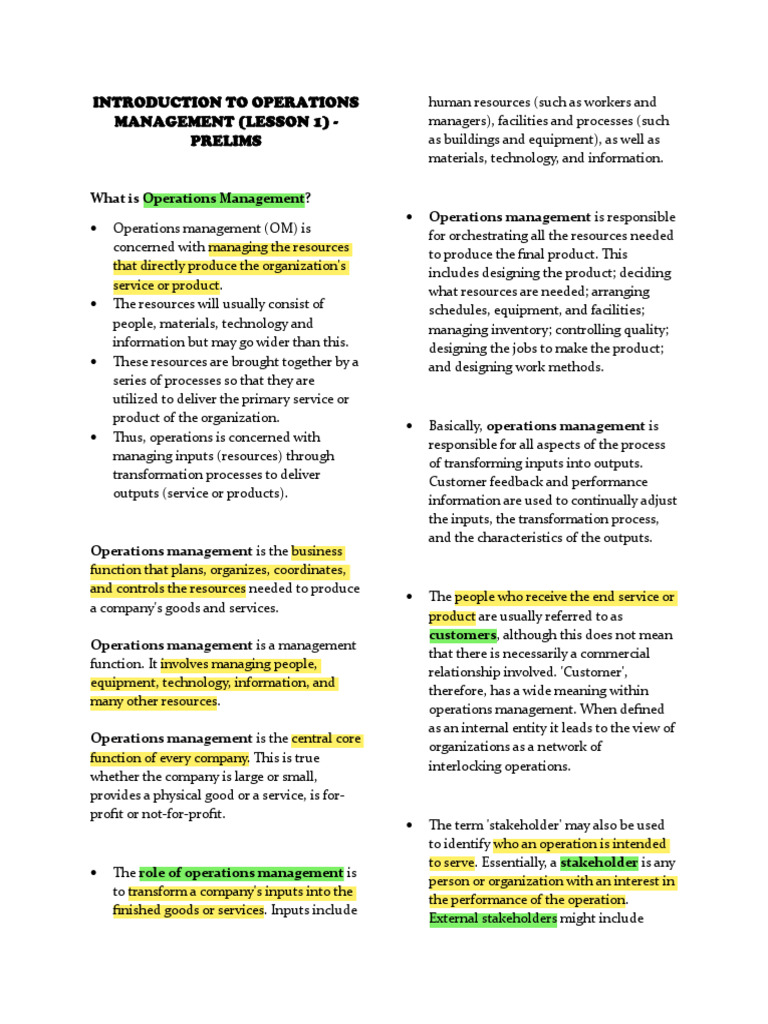 OPMAN | PDF | Operations Management | Capital (Economics)