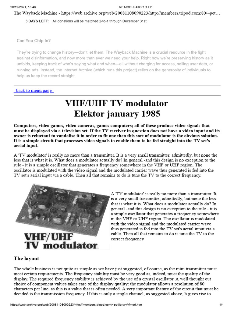 RF MODULATOR D.I.Y_ | PDF | Electronic Oscillator | Modulation