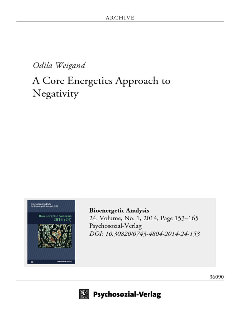 A Core Energetics Approach To Negativity | PDF | Psychotherapy | Feeling