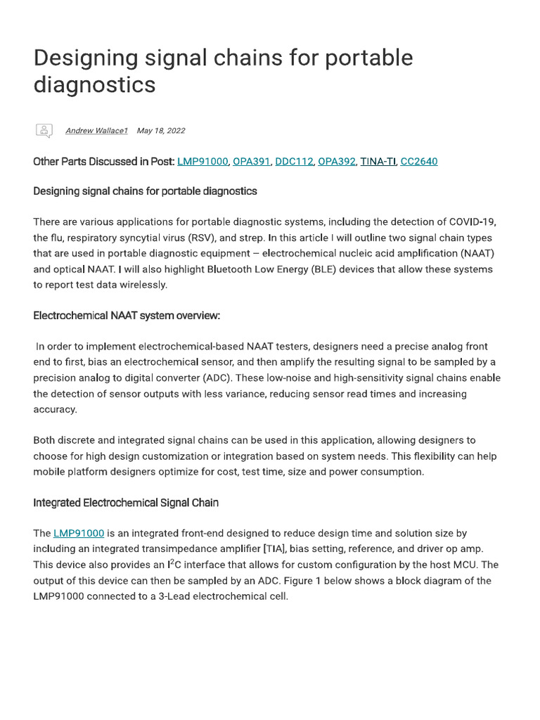 Designing signal chains for portable diagnostics | PDF