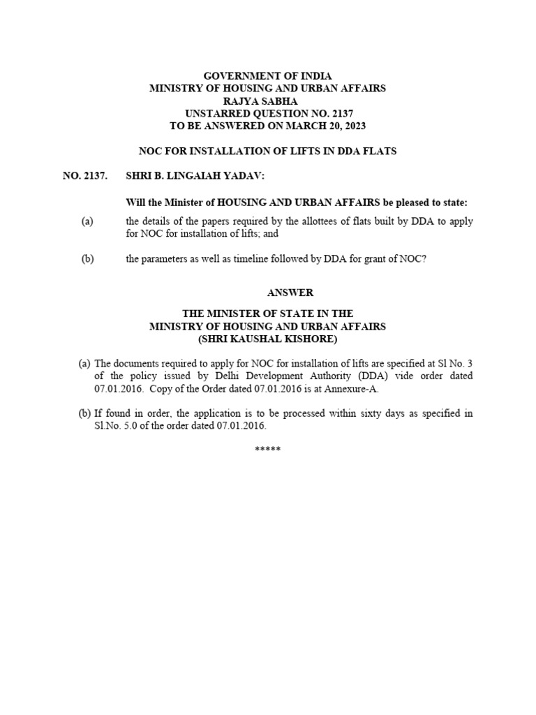 NOC_DDA_annex_259_AU2137 | PDF | Deed | Civil Law (Common Law)