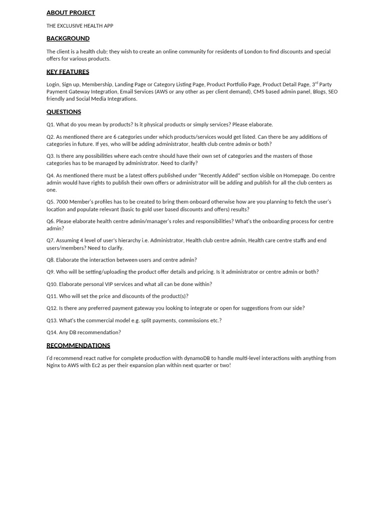 Scoping Questions for Health App Development | PDF