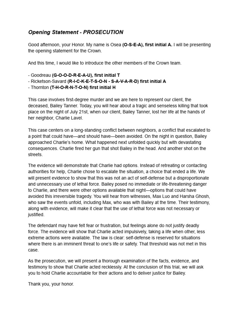 Opening Statement - Prosecution | PDF