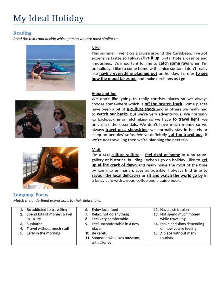 My Ideal Holiday 1 | PDF